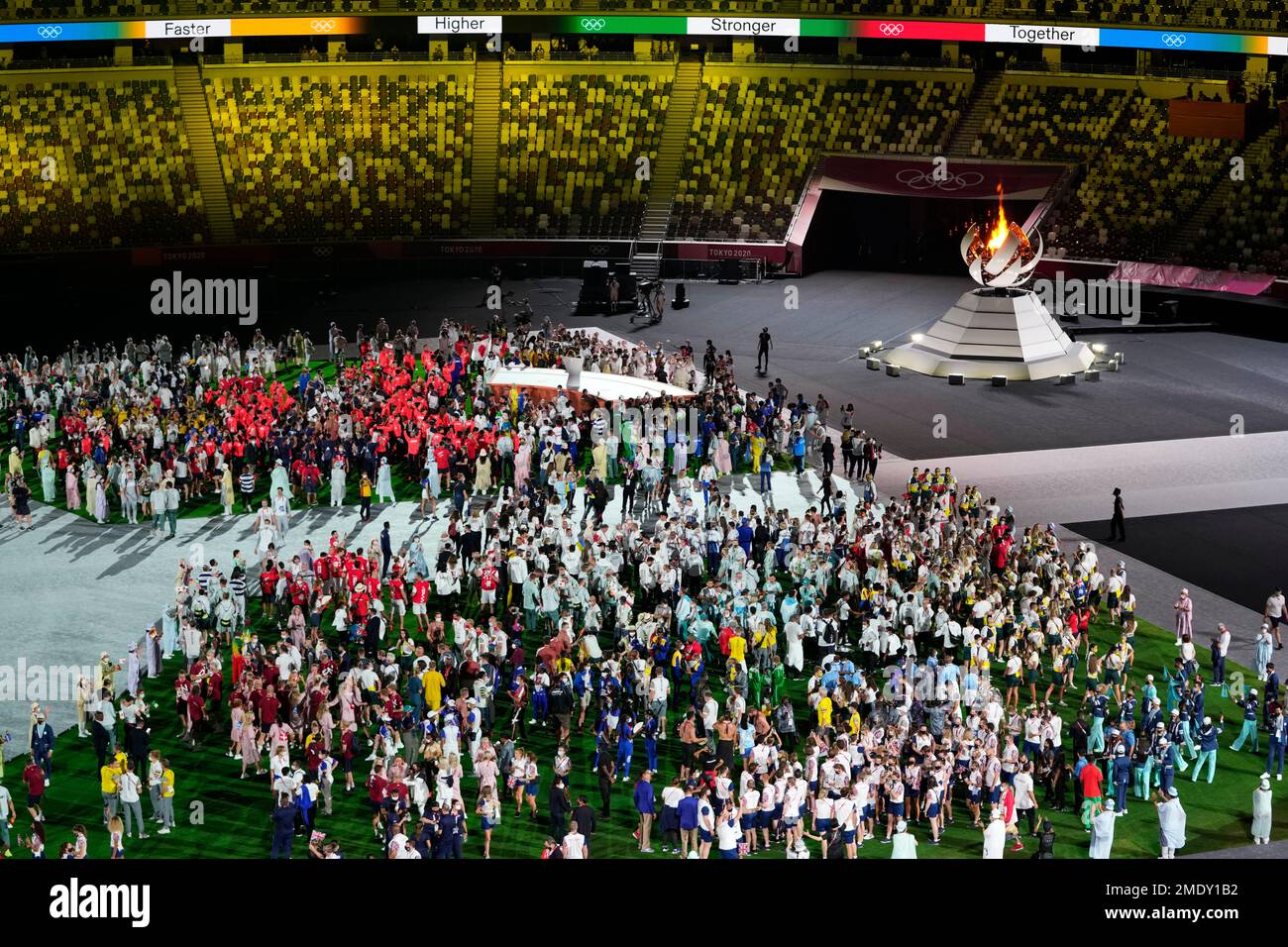 Athletes arrive for the closing ceremony in the Olympic Stadium at the ...
