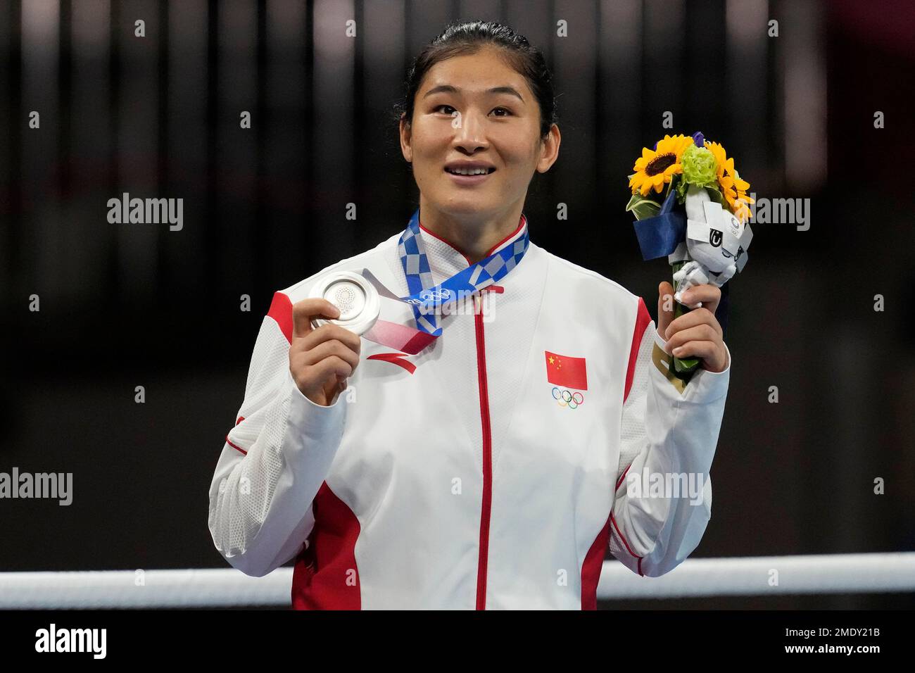 Silver medal winner China's LI Quian during their women's middleweight ...