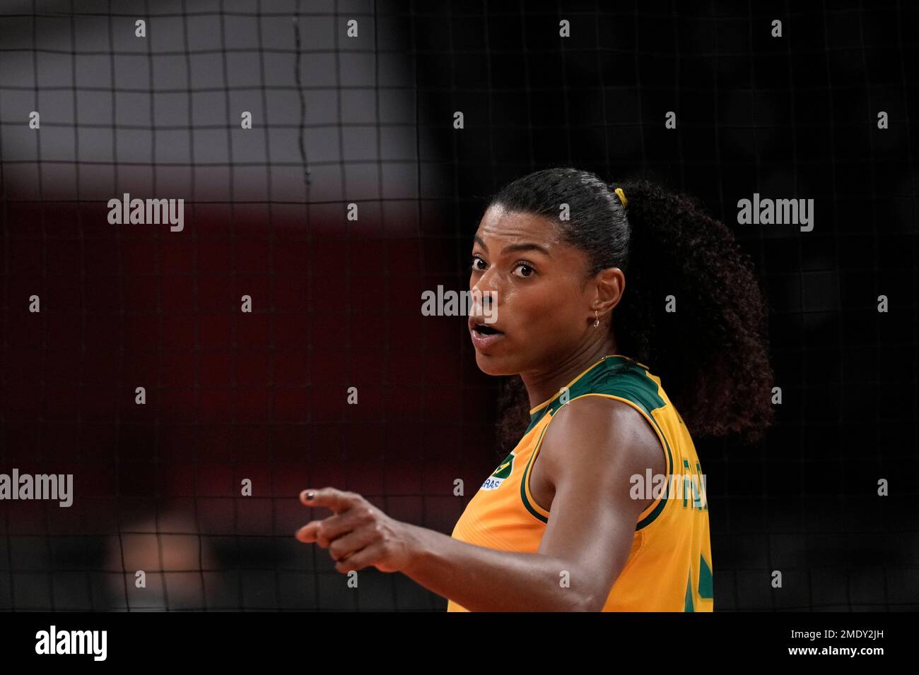 Brazil's Fernanda Rodrigues reacts while playing the United States ...