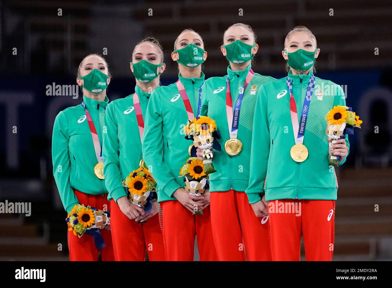 Bulgaria's rhythmic gymnastics' team, Simona Dyankova, Stefani ...