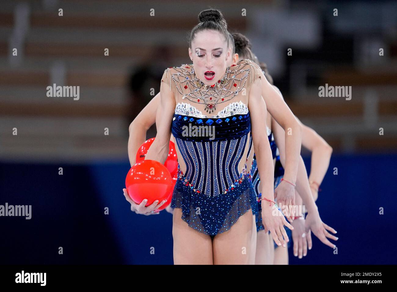 Bulgaria's rhythmic gymnastics' team, Simona Dyankova, Stefani ...