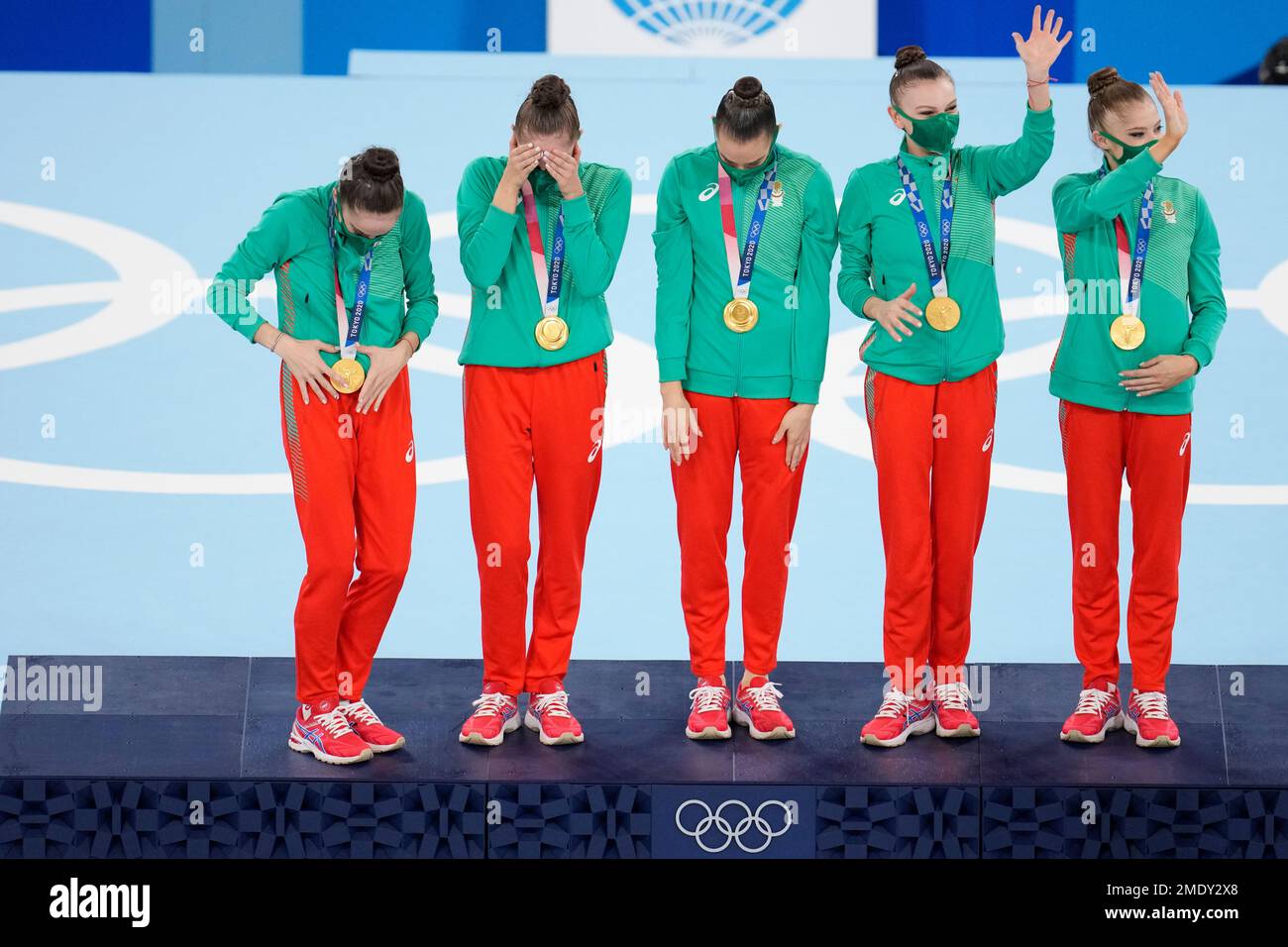 Bulgaria's rhythmic gymnastics' team, Simona Dyankova, Stefani ...