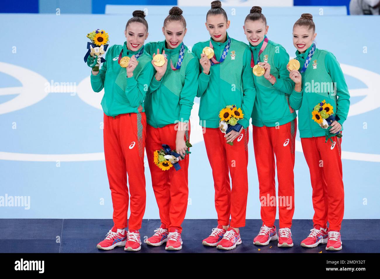 Bulgaria's rhythmic gymnastics' team, Simona Dyankova, Stefani ...