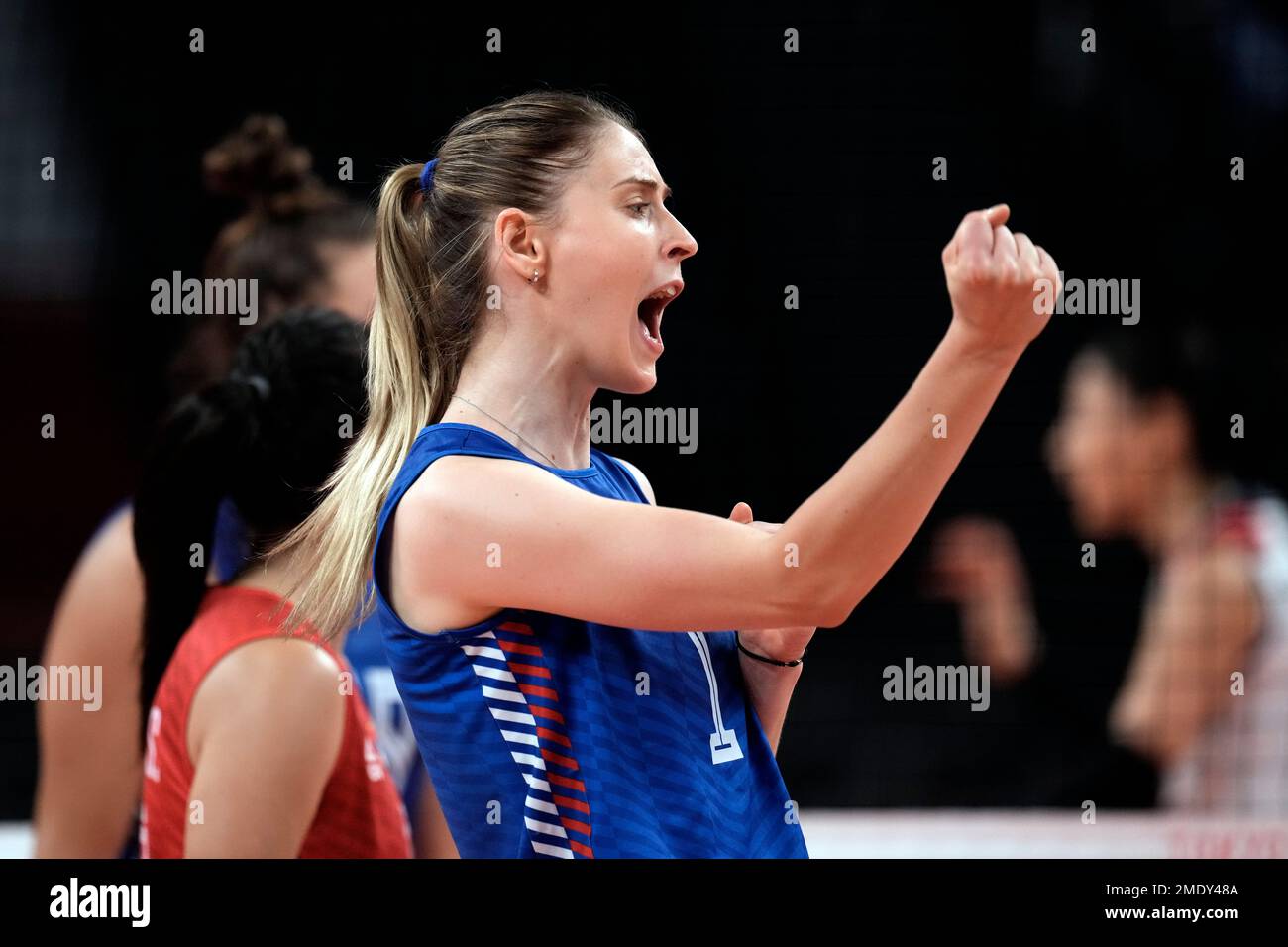 Serbia's Bianka Busa reacts while playing Korea during the bronze medal ...