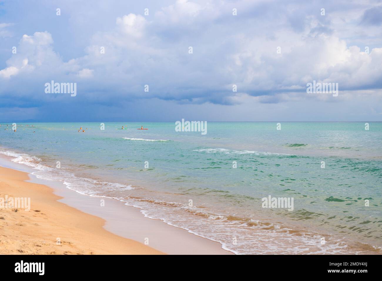 The sandy shore of the Black Sea on a summer day. The sea and the sky ...
