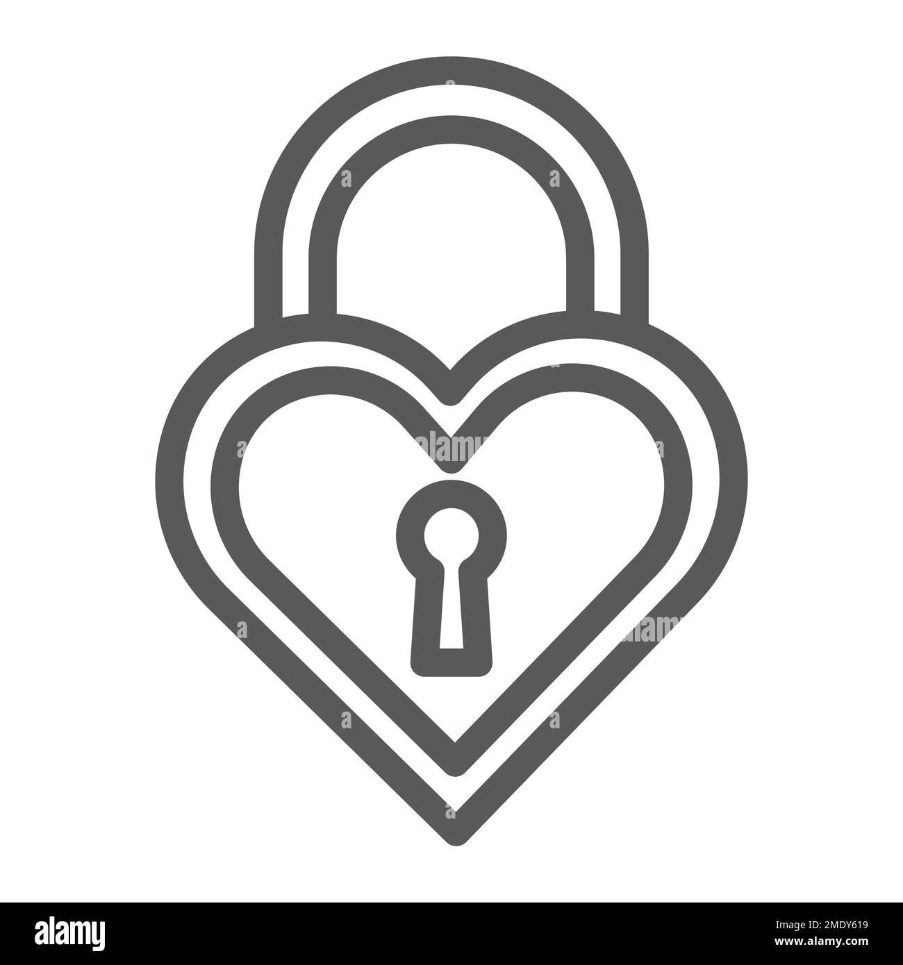 Heart shaped lock line icon, love and locker, padlock sign, vector ...