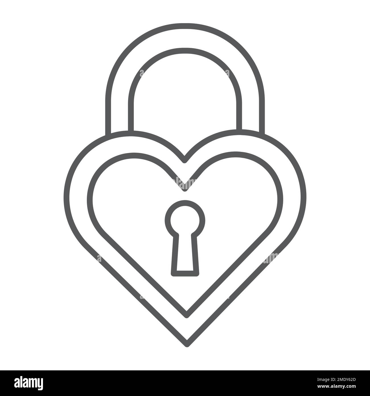 Heart shaped lock thin line icon, love and locker, padlock sign, vector ...