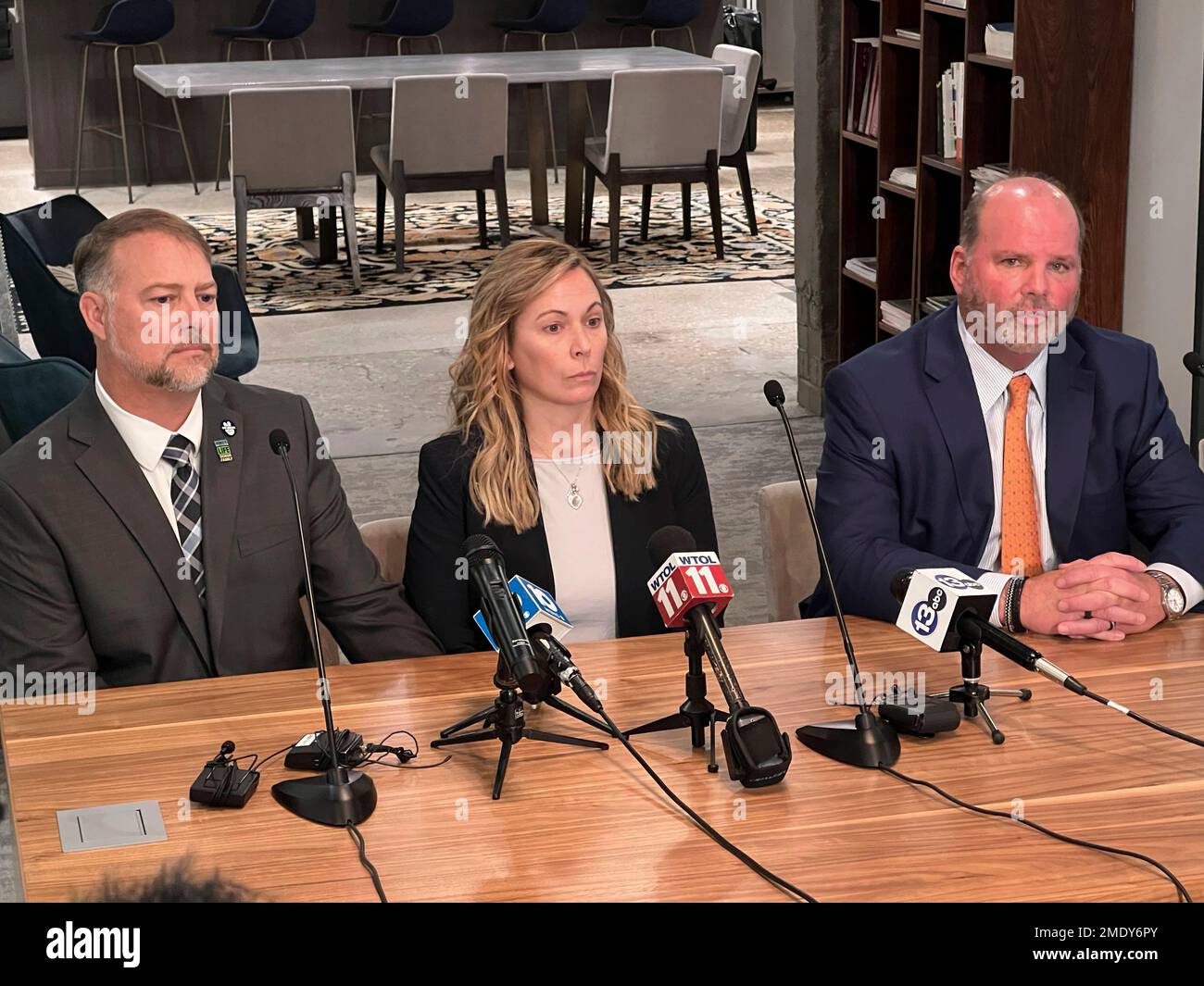 Cory Foltz, left, and his wife Shari Foltz sit next to attorney Rex ...