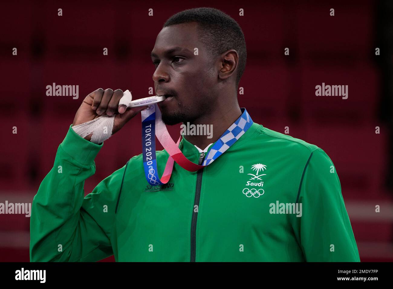 Silver medalist Tareg Hamedi of Saudi Arabia poses during the medal ...