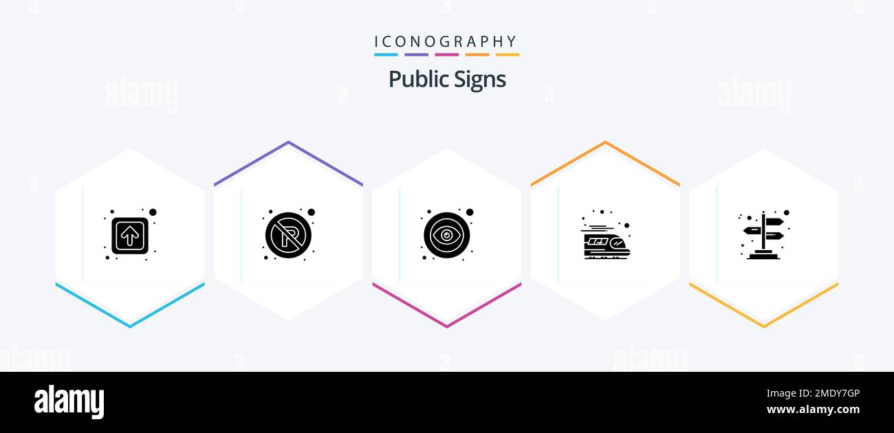 Public Signs 25 Glyph icon pack including directions. arrows. eye ...