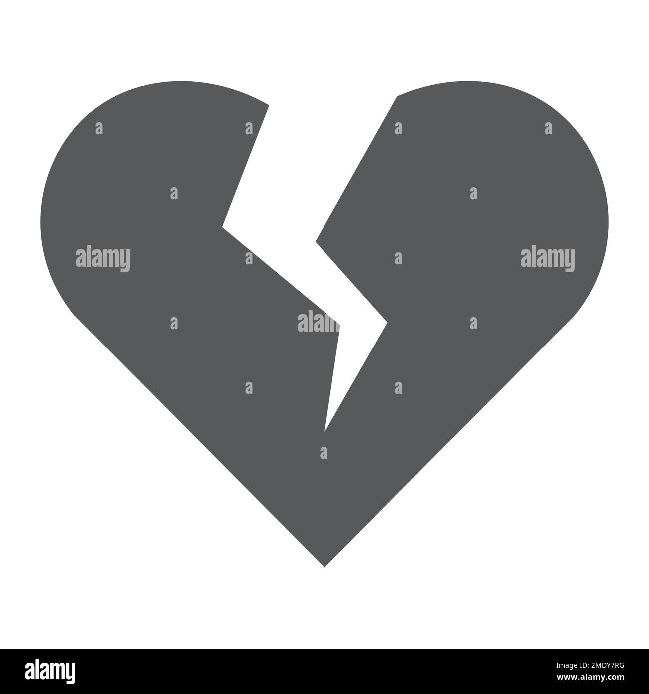 Broken heart glyph icon, valentine and relationship, sad love sign ...