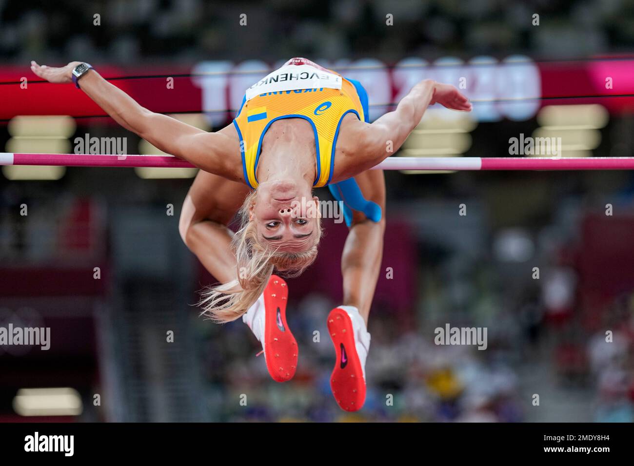 Yuliya Levchenko, of Ukraine, competes in the women's high jump final ...