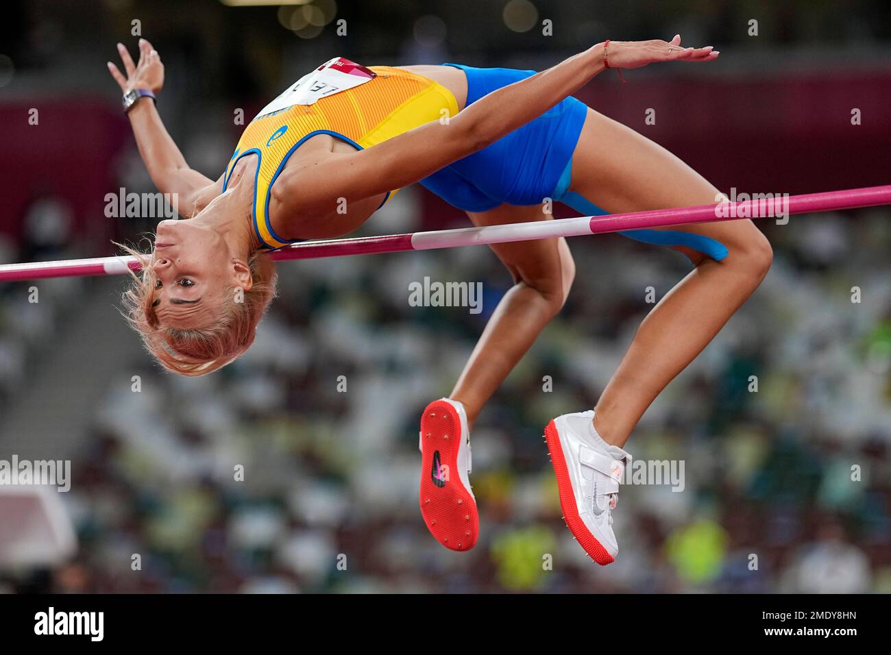 Yuliya Levchenko, of Ukraine, competes in the women's high jump final ...