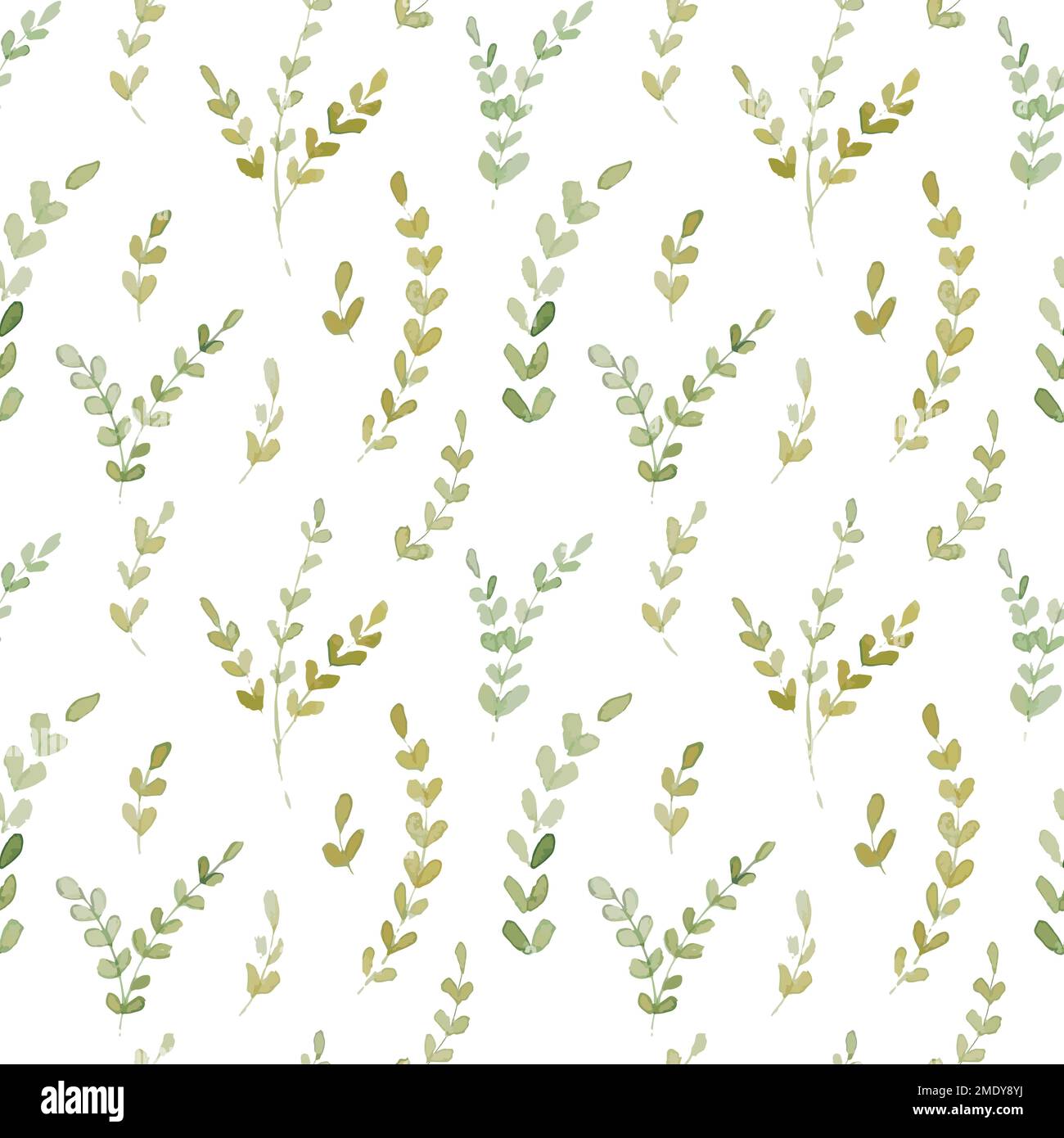 Botanical watercolor green branches pattern Stock Vector Image & Art ...