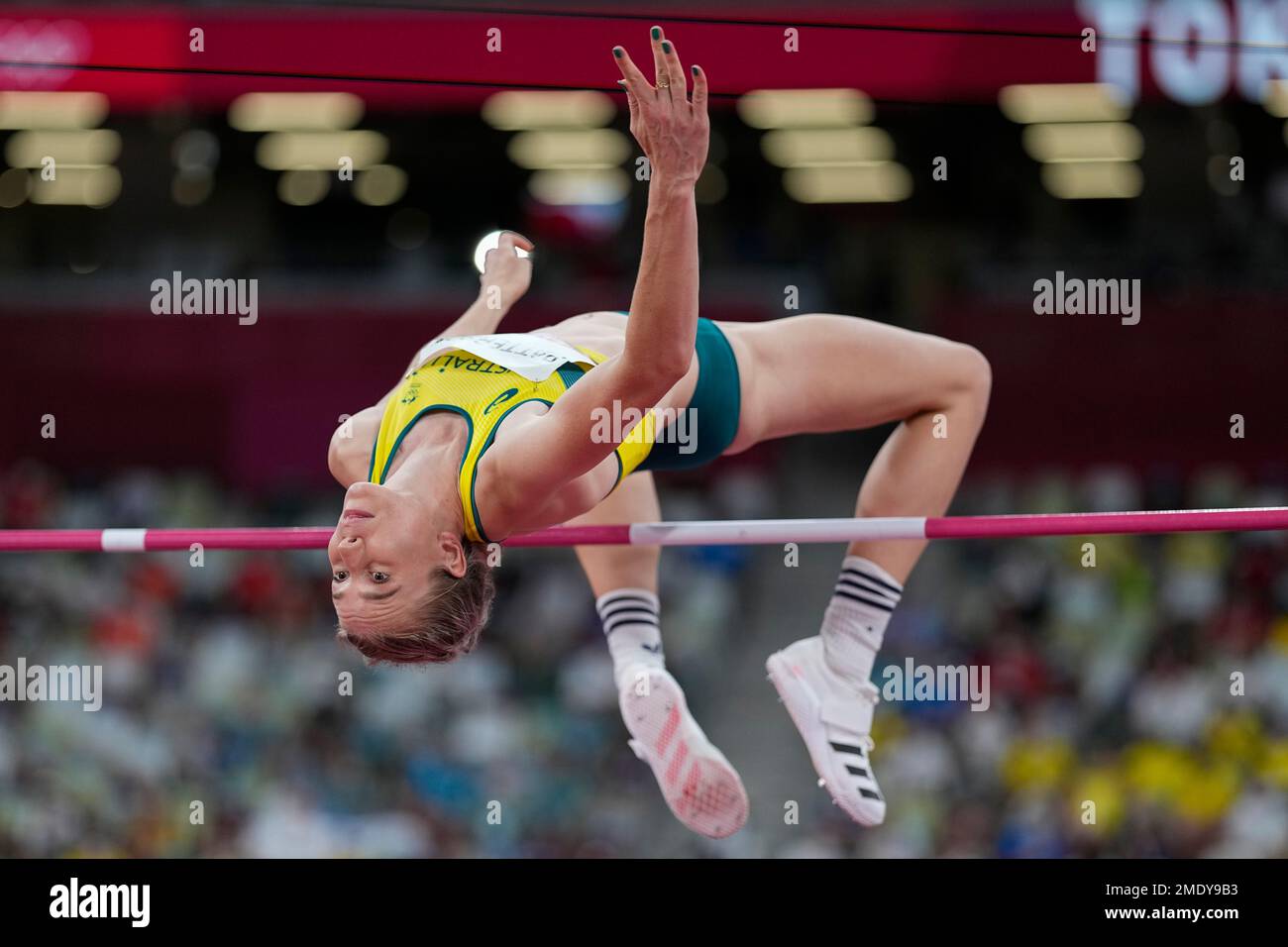 Eleanor Patterson, of Australia, competes in the women's high jump ...