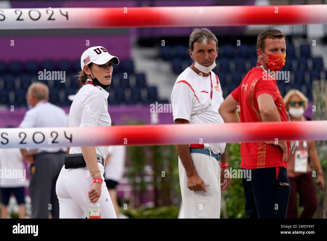 United States' Jessica Springsteen, left, walks the course ahead of the ...