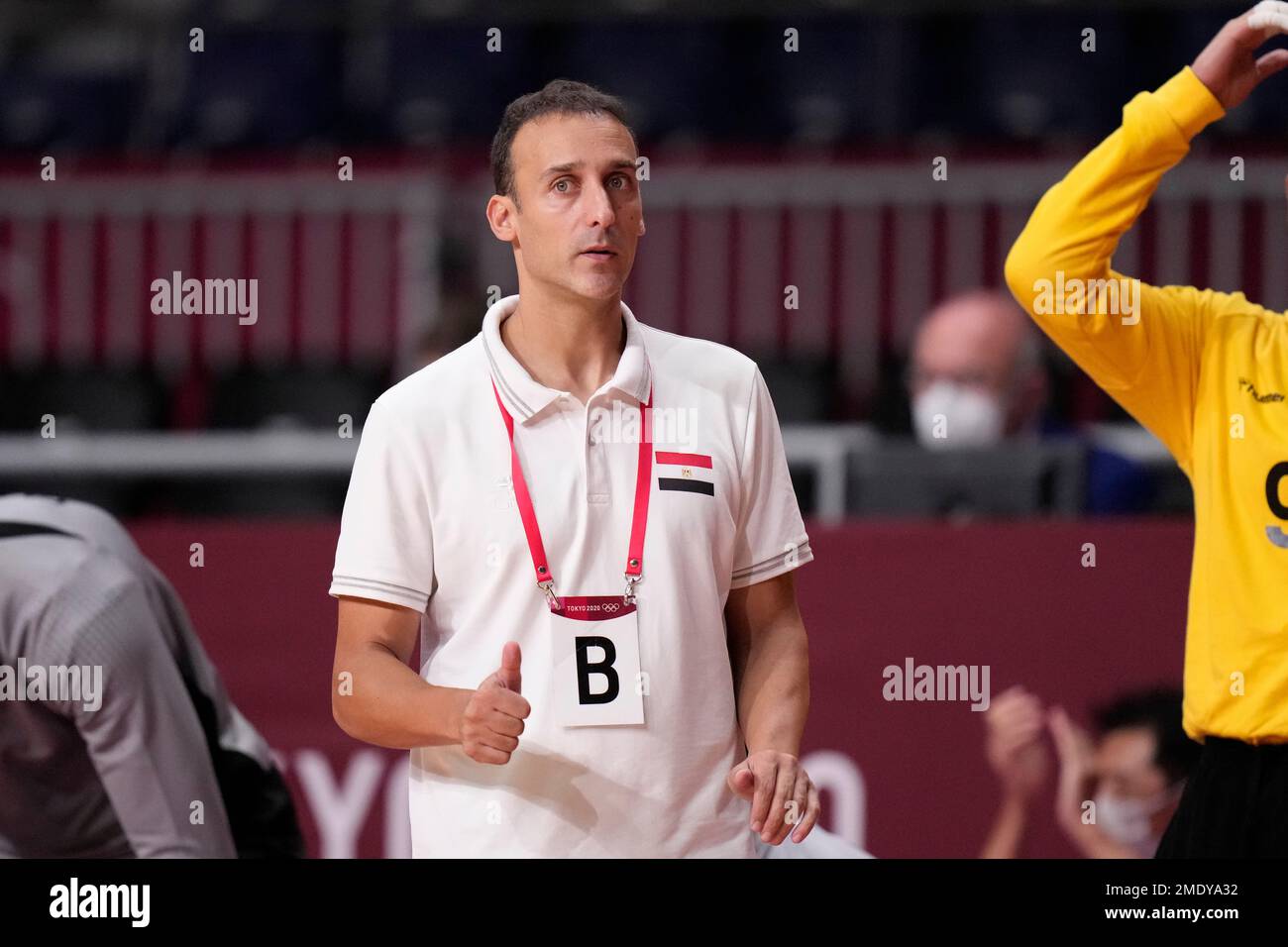 Egypt's Roberto Parrondo gestures during the men's bronze medal match ...
