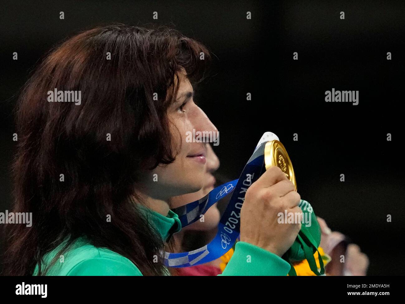 Gold medal winner Bulgaria's Stoyka Zhelyazkova Krasteva holds her ...
