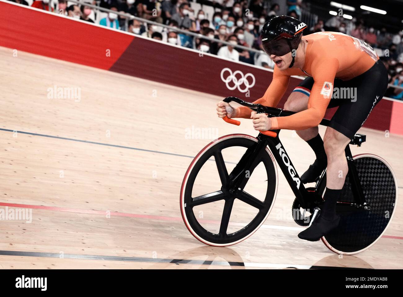 Harrie Lavreysen of Team Netherlands competes during the track cycling ...