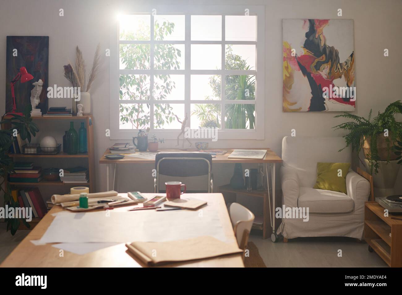 Part of spacious and comfortable sunlit room serving as studio of ...