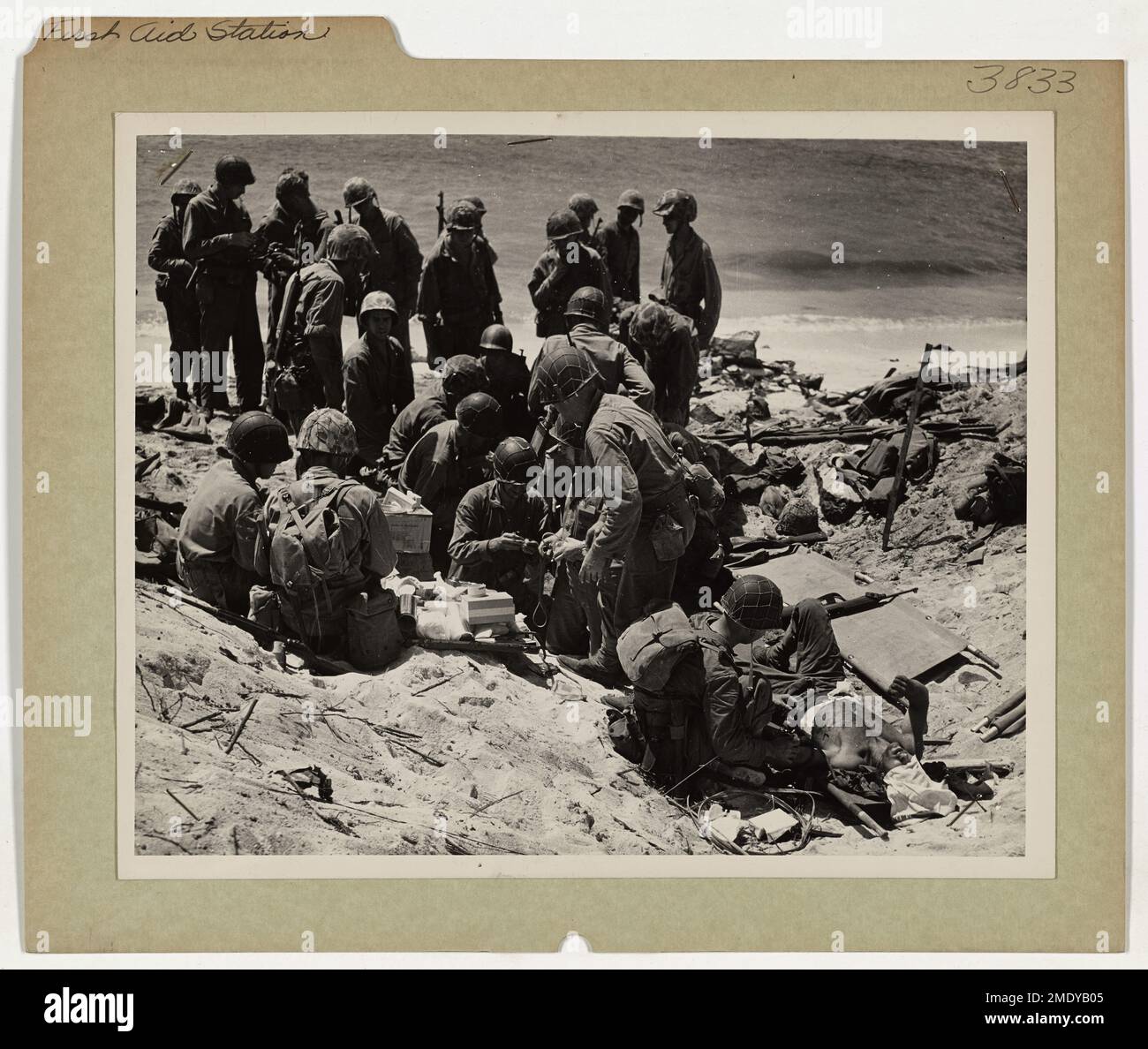 Blood plasma is administered to Marines on Fragil Island in Eniwetok ...
