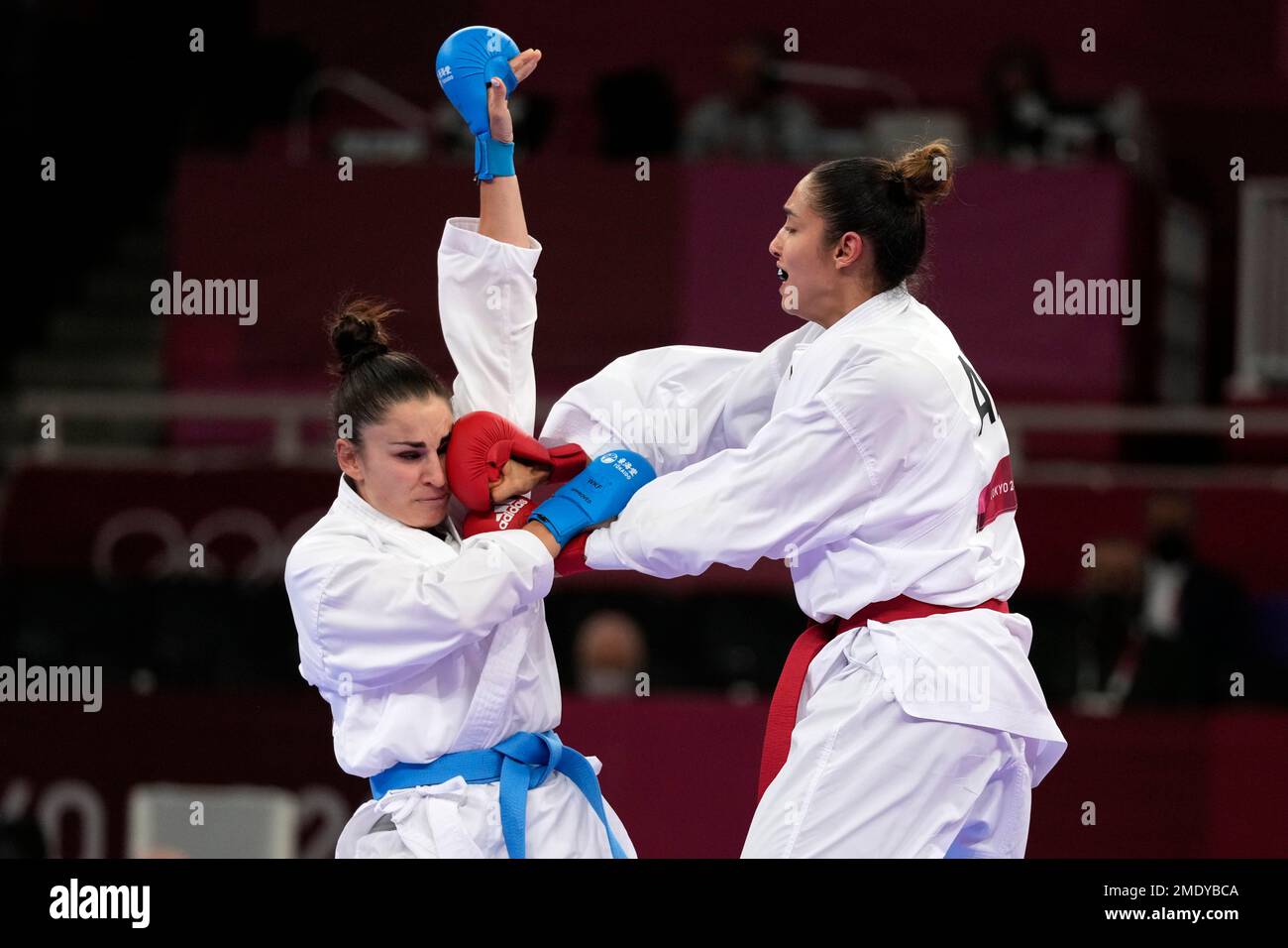 Elena Quirici of Switzerland, left, and Lamya Matoub of Algeria compete ...