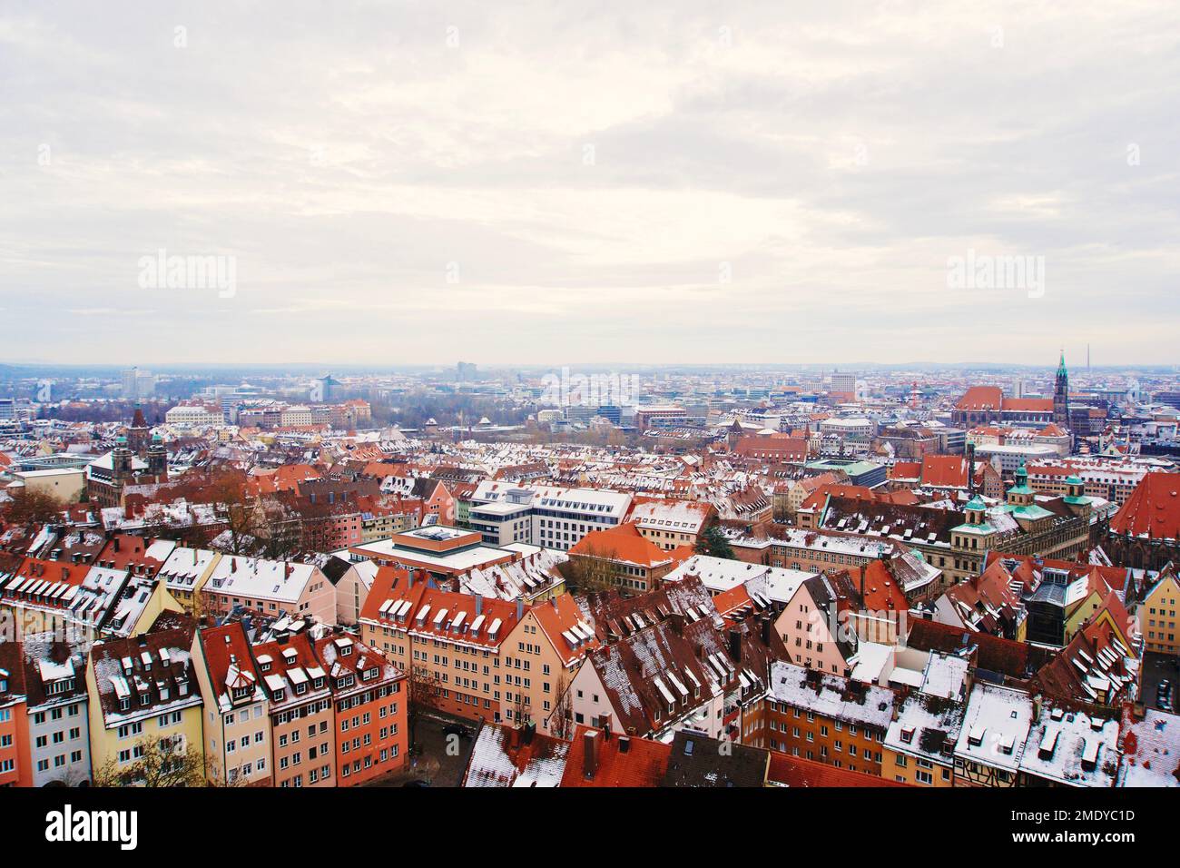 An aerial view of the historic scenic skyline of Nuremberg, Germany ...