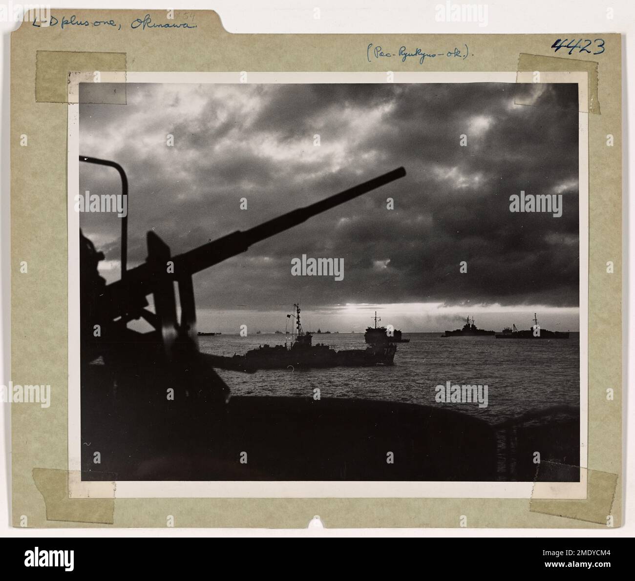 On L-Day plus one off Okinawa, the American task force stands alert ...