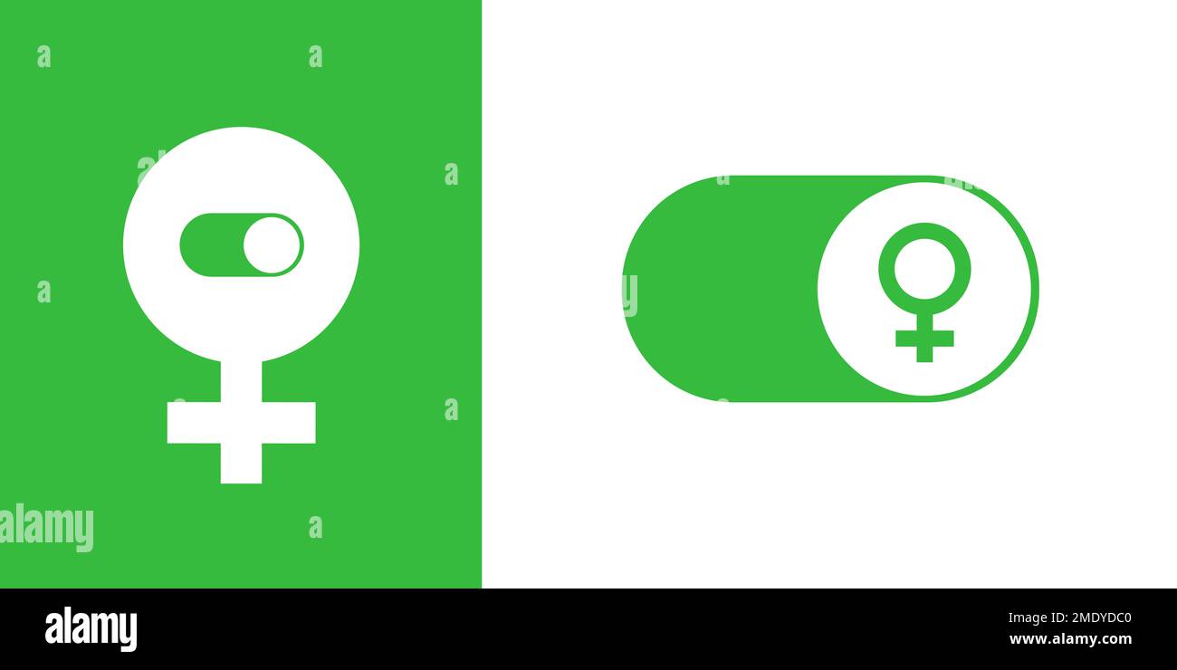 Turn on or off female. Gender symbol and switch button - metaphor of ...