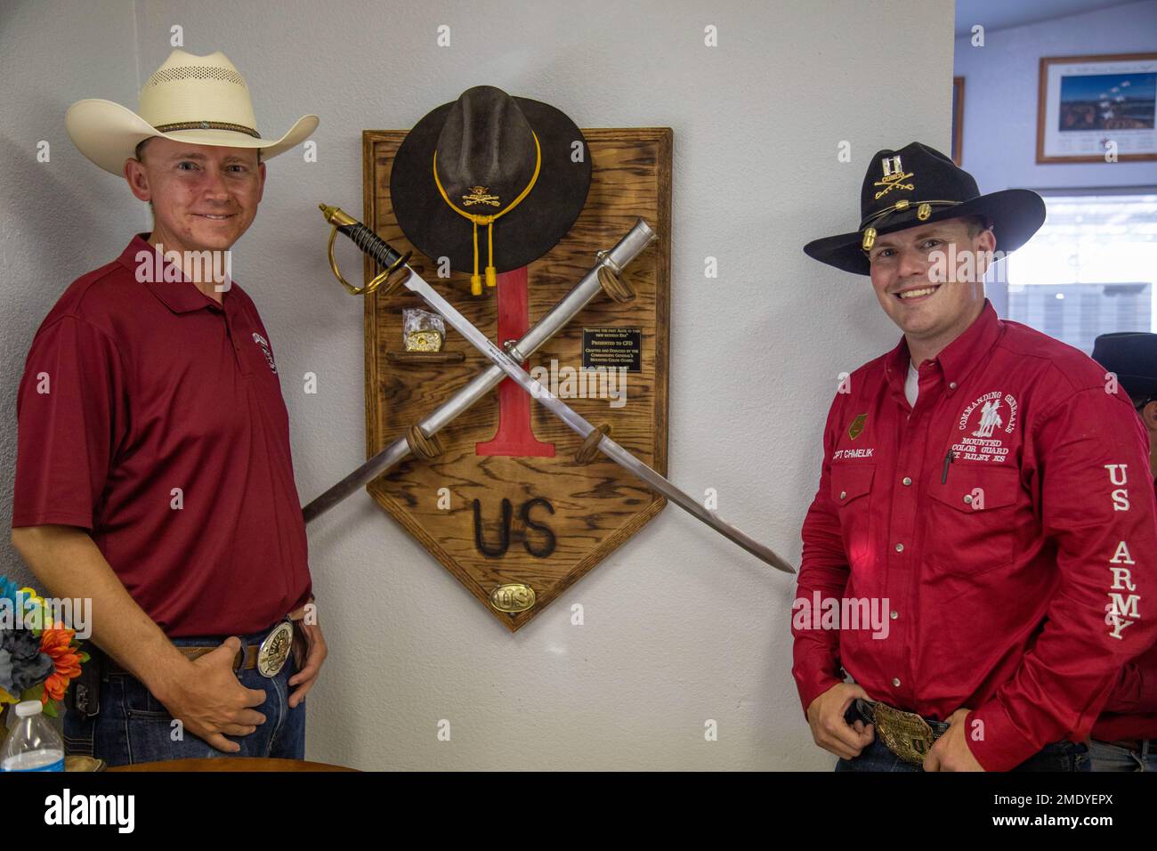 U.S. Army Capt. John Chmelik (right), commander of the 1st Infantry ...