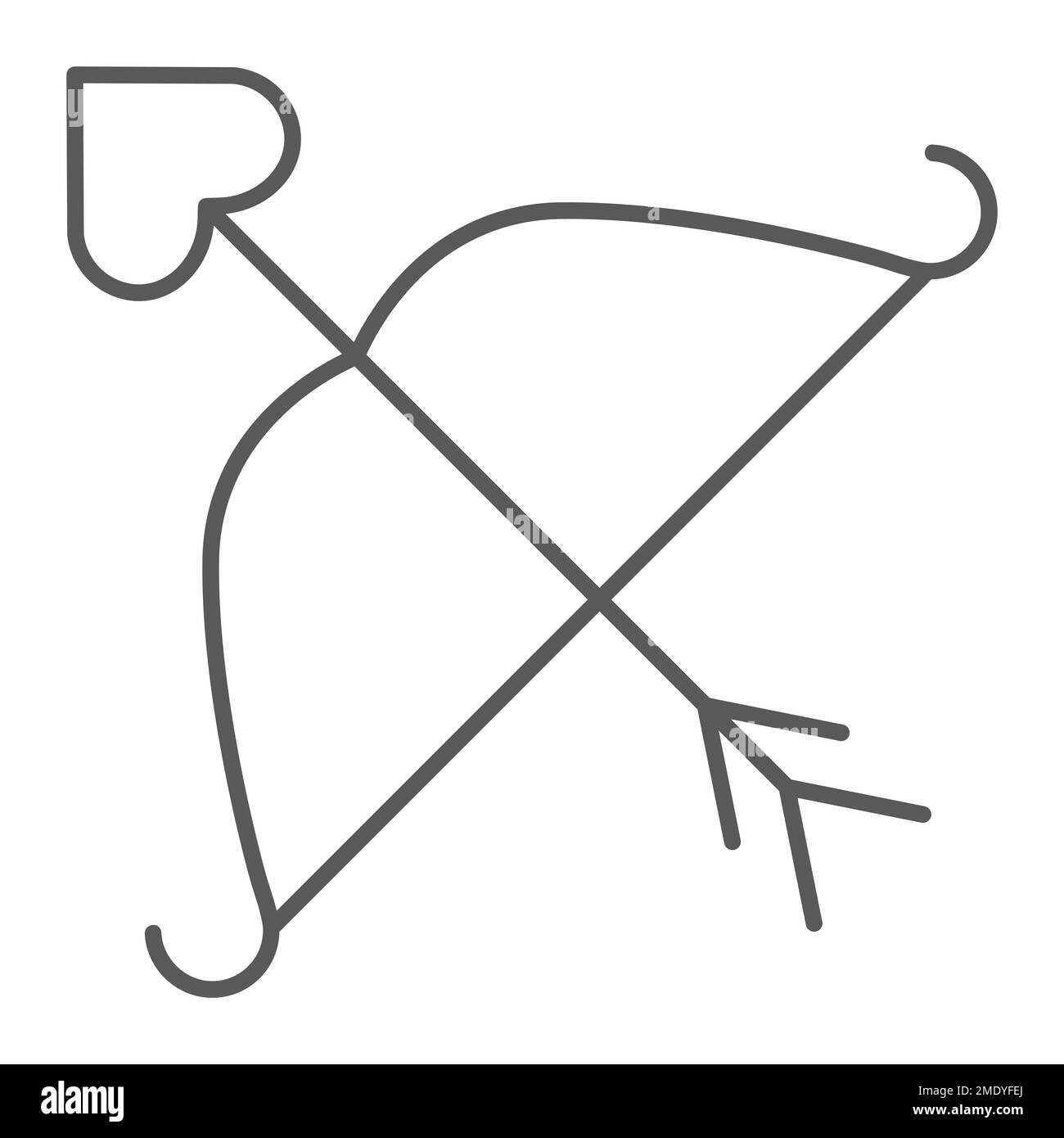 Archer thin line icon, cupid and love, bow and arrow sign, vector ...