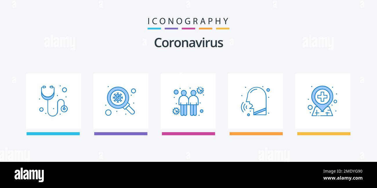 Coronavirus Blue 5 Icon Pack Including location. fever. spread. cough ...