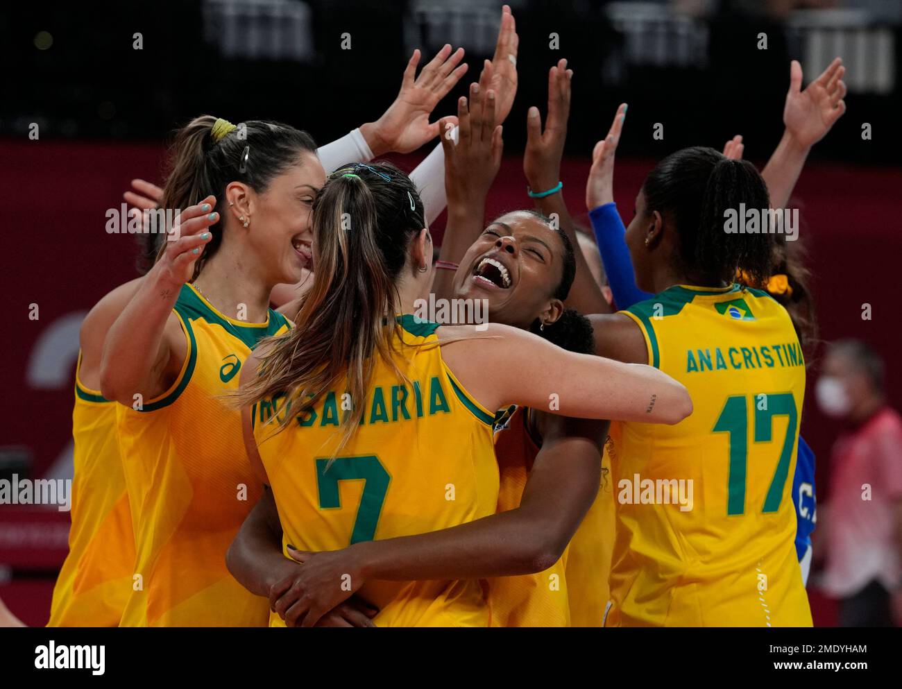 Brazil's Fernanda Garay Rodrigues celebrates with teammates their 3-0 ...