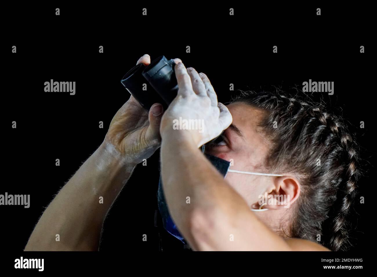 Brooke Raboutou, of the United States, prior competing the lead portion ...