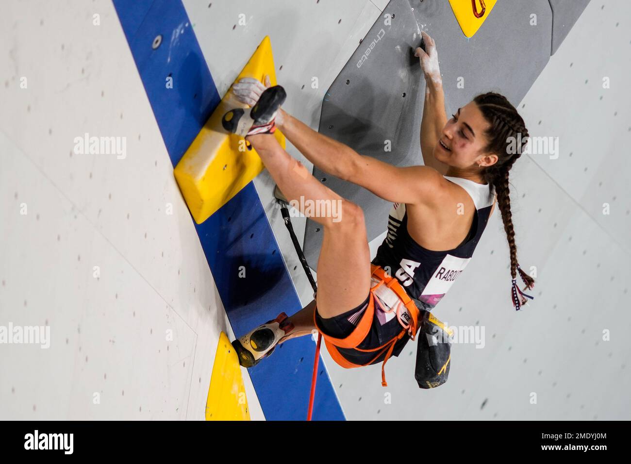 Brooke Raboutou, of the United States, competes during the lead portion ...
