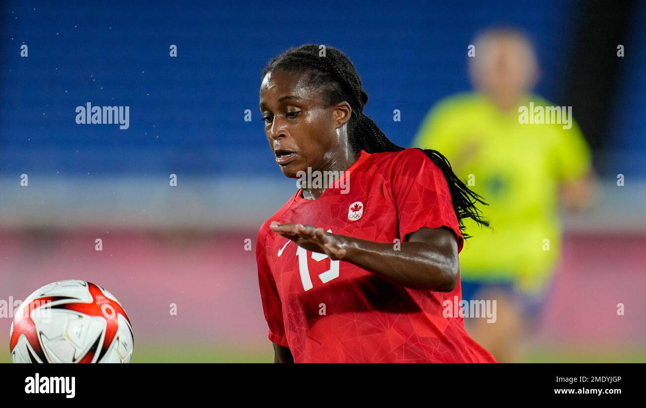 Canada's Nichelle Prince in the women's soccer match for the gold medal ...