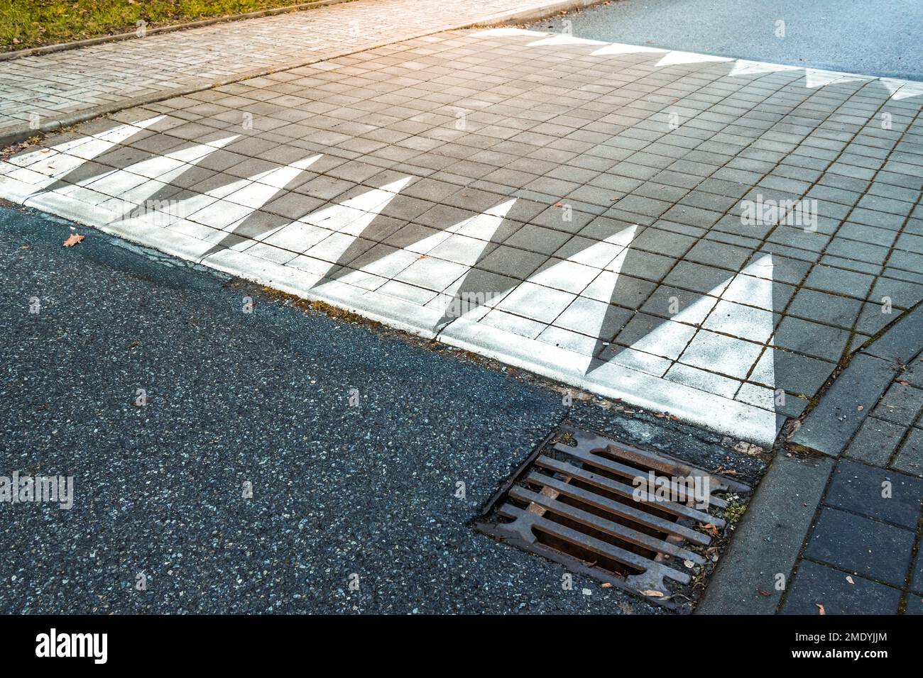 Speed retarders built in the road in residential area. Serve to slow ...