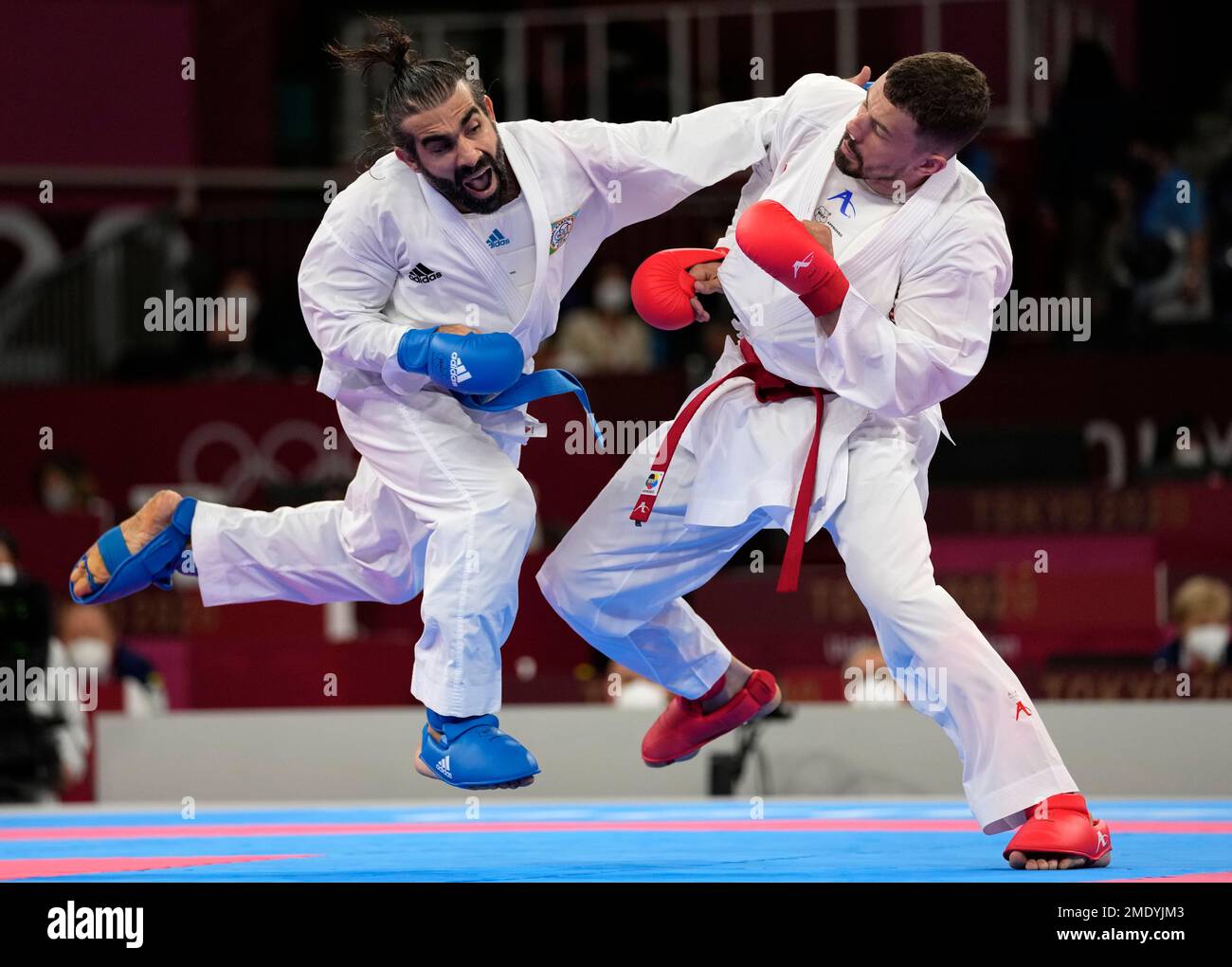 Rafael Aghayev of Azerbaijan, left, and Karoly Gabor Harspataki of ...