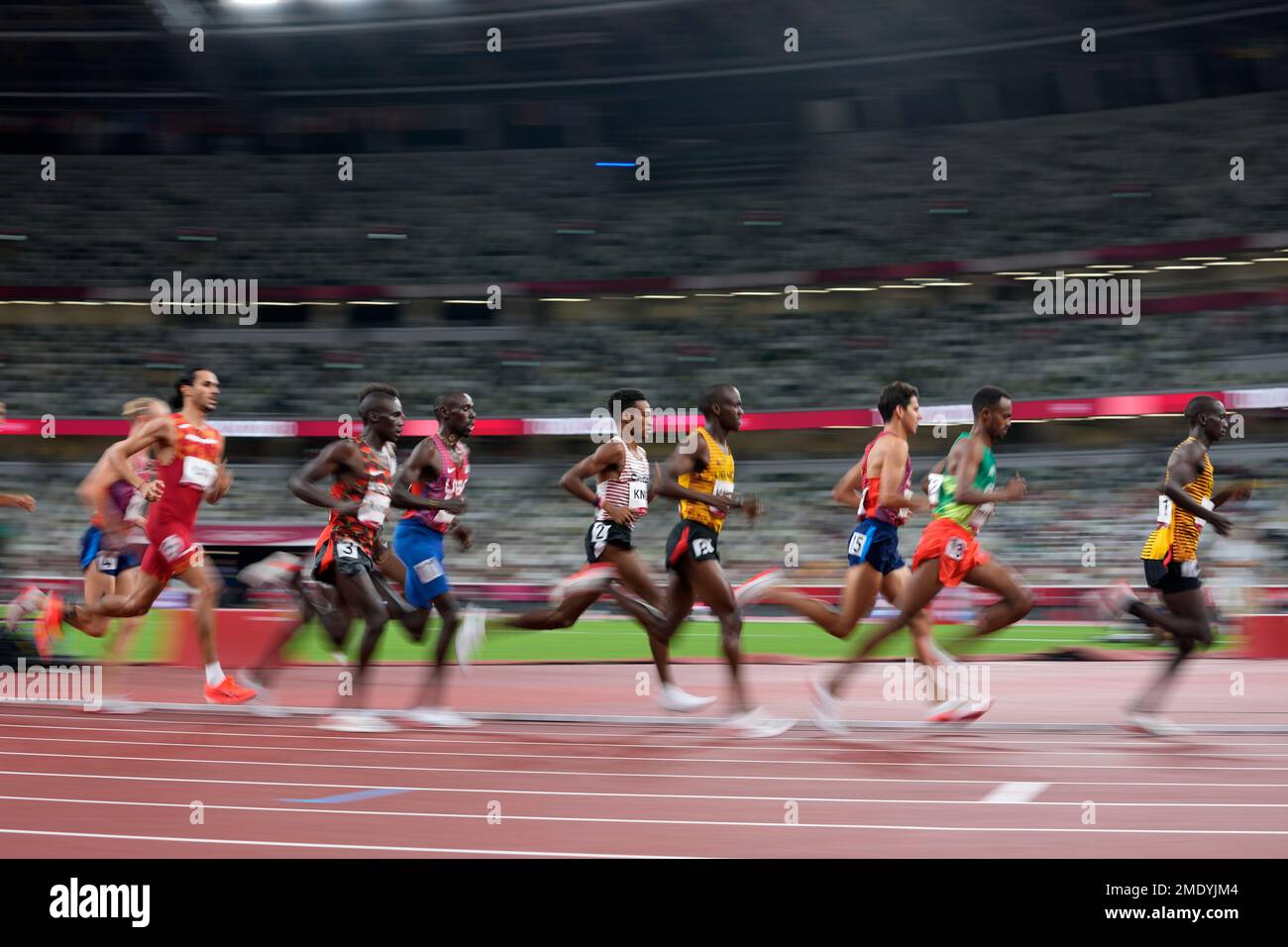 Runners compete in the final of the men's 5,000-meters at the 2020 ...