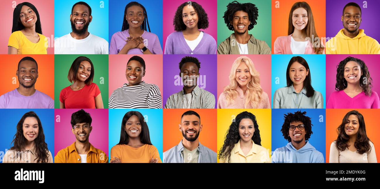 Social Diversity. Portraits Of Diverse Positive Multiethnic People ...