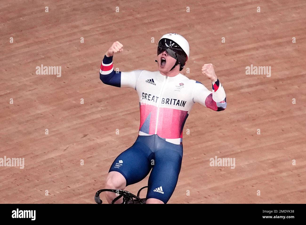 Jack Carlin of Team Britain celebrates winning the bronze medal during ...