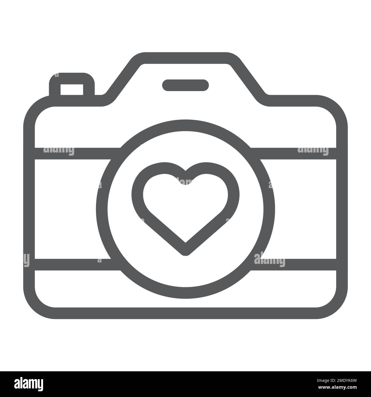 Love camera line icon, photography and valentine, photo camera with ...