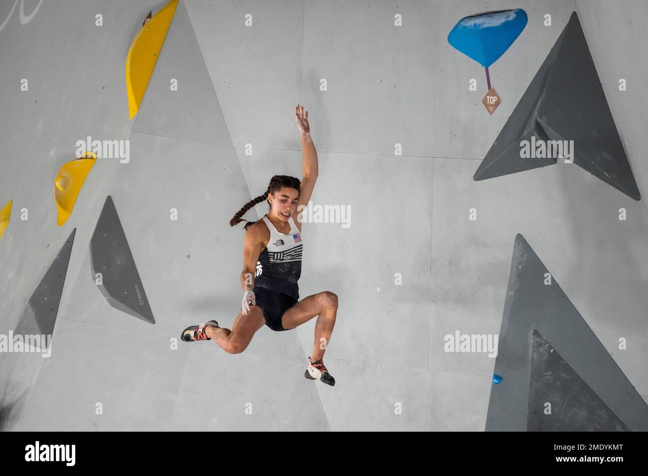 Brooke Raboutou, of the United States, during the bouldering portion of ...