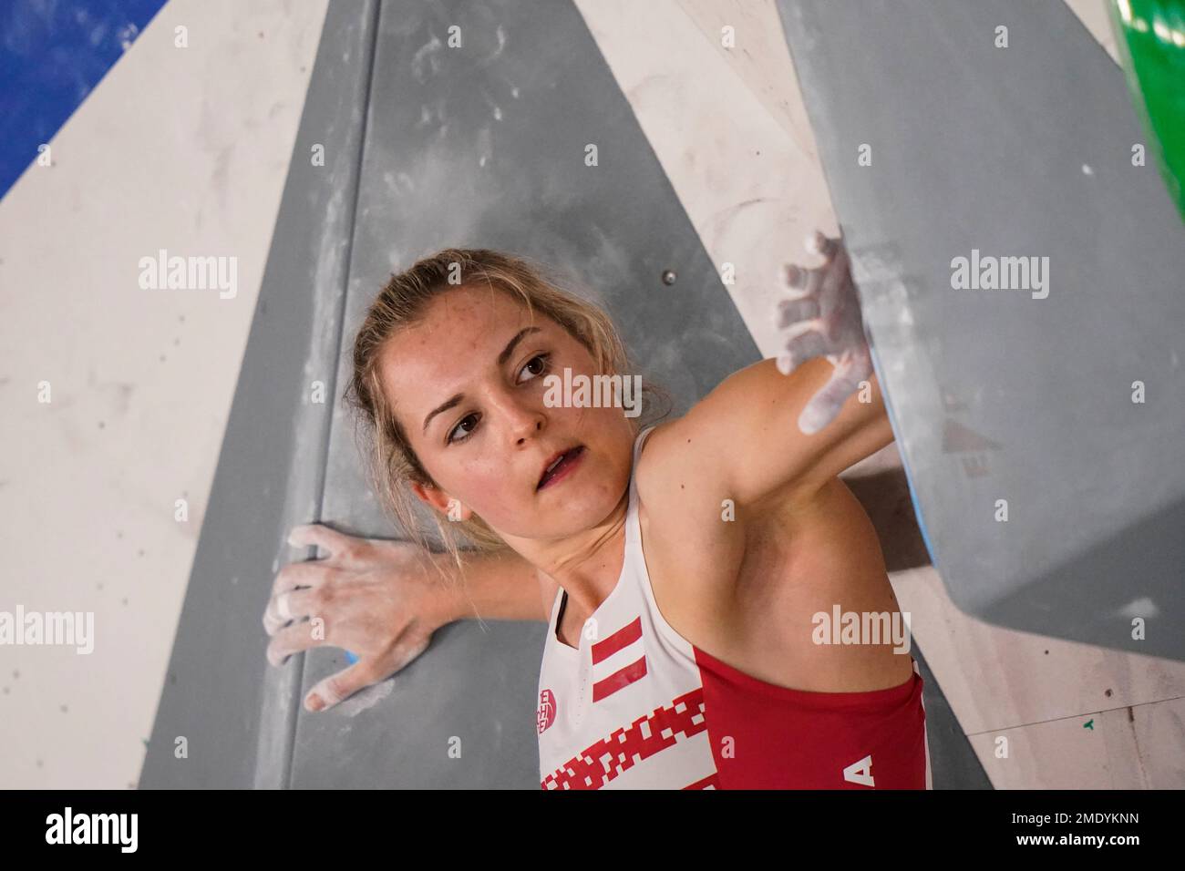 Austria's Jessica Pilz competes during the bouldering portion of the ...