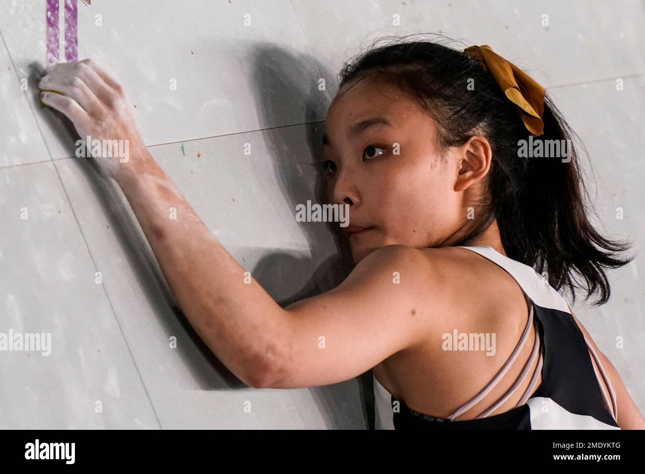 Seo Chae-hyun, of South Korea, competes during the bouldering portion ...