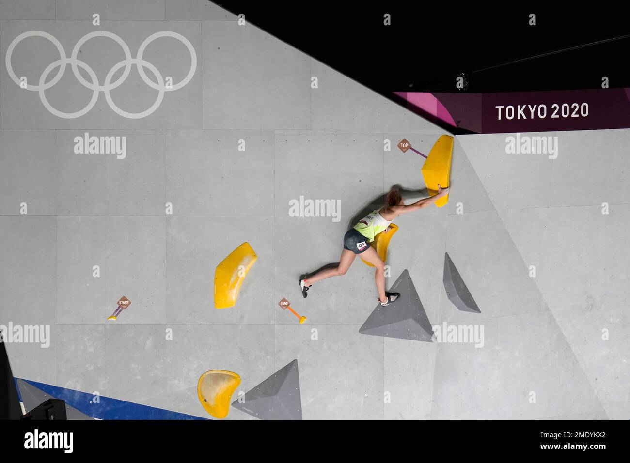Janja Garnbret Of Slovenia Competes During The Bouldering Portion Of