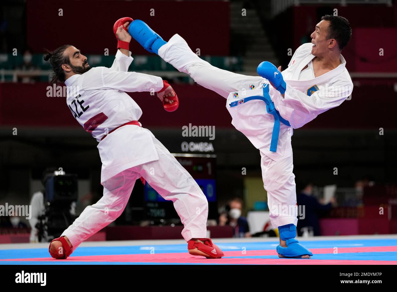 Rafael Aghayev of Azerbaijan, left, and Nurkanat Azhikanov of ...