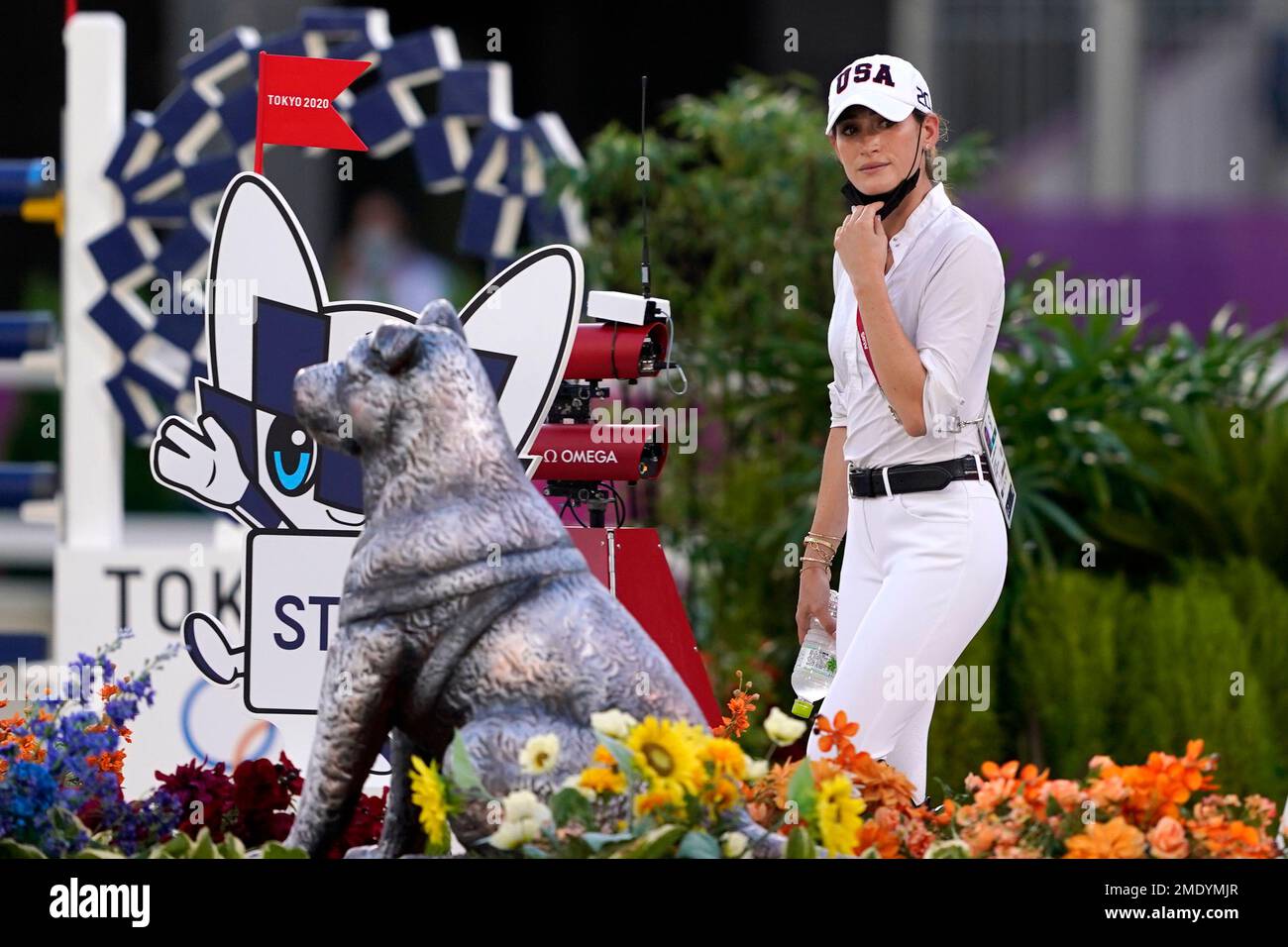 United States' Jessica Springsteen walks the course before competing in ...