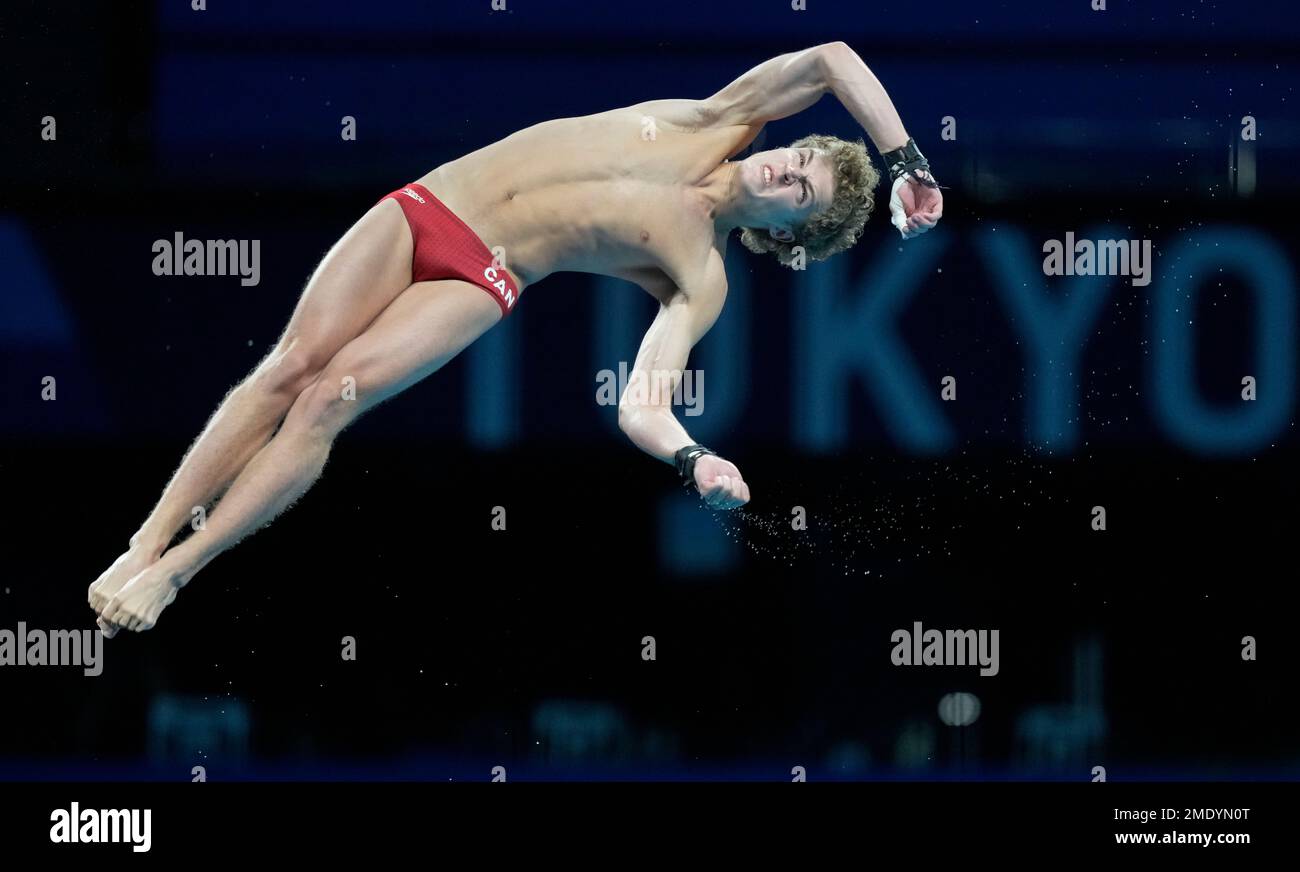 Rylan Wiens of Canada competes in men's diving 10m platform preliminary ...