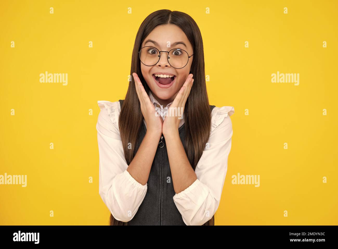 Teenager child girl with shocked facial expression. Surprised face ...